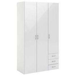 Kleiderschrank Inosign "Space Drehtürenschrank, Aufbewahrung Kasten Schrank Stauraum" Schränke Gr. B/H/T: 115,8 cm x 200,4 cm x 49,5 cm, 3 St., weiß (weiß hochglanz) Baby Kinderkleiderschrank Breite 78, 115,8 oder 154 cm, mit je 3 Schubkästen, innen Einlegeböden