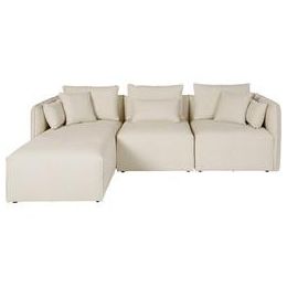 Ecksofa Andas "Nöre L-Form" Sofas Gr. B/H/T: 262cm x 74cm x 172cm, Baumwollmix, Inklusive 4 Zierkissen, Ottomane links, beige (natur) Sofas 3 Teile, in vielen Bezugsqualitäten und Farben. S. auch "Nöre"