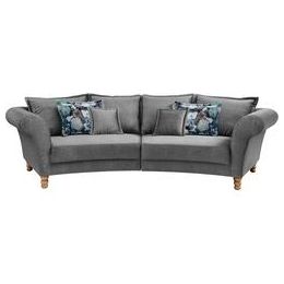 Big-Sofa Home Affaire "Tassilo" Sofas Gr. B/H/T: 350cm x 95cm x 110cm, Velours, Big-Sofa halbrund, schwarz (asche)