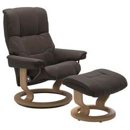 Relaxsessel stressless "Mayfair" Sessel Gr. Leder BATICK, Classic Base Eiche, Relaxfunktion-Drehfunktion-PlusTMSystem-Gleitsystem, B/H/T: 79 cm x 101 cm x 73 cm, braun (brown batick) mit Hocker, Classic Base, Größe S, M & L, Gestell Eiche