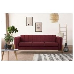 3-Sitzer Home Affaire "Haki" Sofas Gr. B/H/T: 220cm x 74cm x 88cm, Struktur fein, rot (dunkelrot)