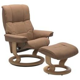 Relaxsessel stressless "Mayfair" Sessel Gr. Leder BATICK, Classic Base Eiche, Relaxfunktion-Drehfunktion-PlusTMSystem-Gleitsystem, B/H/T: 88 cm x 102 cm x 77 cm, braun (latte batick) mit Hocker, Classic Base, Größe S, M & L, Gestell Eiche