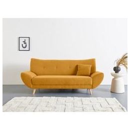 3-Sitzer Home Affaire "Basta" Sofas Gr. B/H/T: 205cm x 80cm x 82cm, Luxus-Microfaser weich, gelb