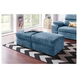 Hocker exxpo - SOFA FASHION "Salerno" Gr. B/H/T: 140cm x 46cm x 67cm, Flausch, blau (denim) Polsterhocker