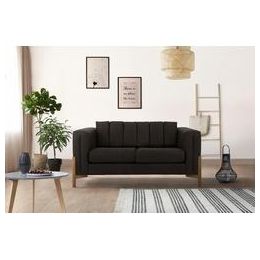 2-Sitzer Home Affaire "Haki" Sofas Gr. B/H/T: 160cm x 74cm x 88cm, Luxus-Microfaser Vintageoptik, grau (anthrazit)