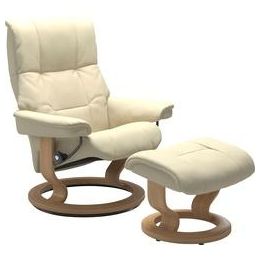 Relaxsessel stressless "Mayfair" Sessel Gr. Leder PALOMA, Classic Base Eiche, Relaxfunktion-Drehfunktion-PlusTMSystem-Gleitsystem, B/H/T: 75 cm x 99 cm x 73 cm, beige (vanilla paloma) mit Hocker, Classic Base, Größe S, M & L, Gestell Eiche