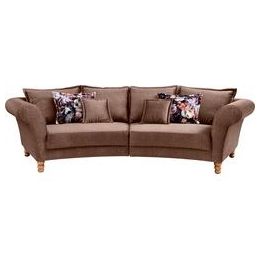 Big-Sofa Home Affaire "Tassilo" Sofas Gr. B/H/T: 350cm x 95cm x 110cm, Velours, Big-Sofa halbrund, braun (hellbraun)