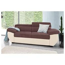 2-Sitzer COTTA "Speedway" Sofas Gr. B/H/T: 195cm x 74cm x 103cm, Kunstleder SOFTLUX-Luxus-Microfaser, mit Kopfteilverstellung, braun (creme, braun)