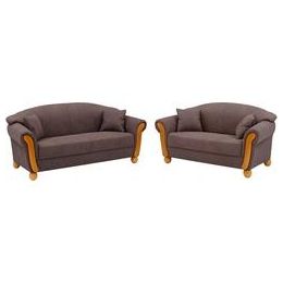 3-Sitzer Home Affaire "Milano" Sofas Gr. H/T: 83 cm x 81 cm, Microfaser VINTAGE, Set bestehend aus 2-Sitzer und 3-Sitzer, braun 2-Sitzer und 3-Sitzer, incl. Zierkissen