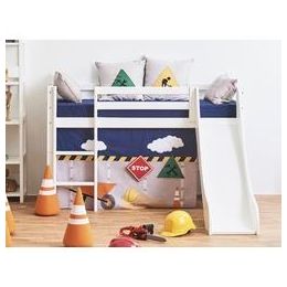 Hochbett Hoppekids "«Construction»" Hochbetten Gr. Liegefläche B/L: 90 cm x 200 cm, kein Härtegrad, Schaumstoffmatratze, weiß Kinder