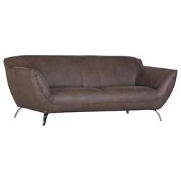 2-Sitzer GUTMANN FACTORY "Venezuela" Sofas Gr. B/H/T: 205cm x 83cm x 100cm, Semi-Anilin-Leder, grau (taupe)