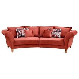 Big-Sofa Home Affaire "Tassilo" Sofas Gr. B/H/T: 350cm x 95cm x 110cm, Velours, Big-Sofa halbrund, orange (koralle)