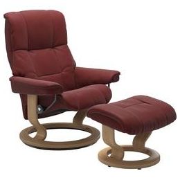 Relaxsessel stressless "Mayfair" Sessel Gr. Leder PALOMA, Classic Base Eiche, Relaxfunktion-Drehfunktion-PlusTMSystem-Gleitsystem, B/H/T: 75 cm x 99 cm x 73 cm, rot (cherry paloma) mit Hocker, Classic Base, Größe S, M & L, Gestell Eiche