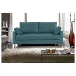 Schlafsofa Bali "Halifax" Sofas Gr. B/H/T: 166cm x 90cm x 95cm, Struktur fein, Bultex Komfortpolsterung im Sitzteil, blau (türkis)