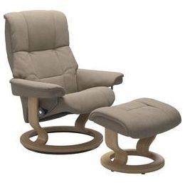 Relaxsessel stressless "Mayfair" Sessel Gr. ROHLEDER Stoff Q2 FARON, Classic Base Eiche, Relaxfunktion-Drehfunktion-PlusTMSystem-Gleitsystem, B/H/T: 75cm x 99cm x 73cm, beige (beige q2 faron) mit Hocker, Classic Base, Größe S, M & L, Gestell Eiche