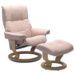 Relaxsessel stressless "Mayfair" Sessel Gr. ROHLEDER Stoff Q2 FARON, Classic Base Eiche, Relaxfunktion-Drehfunktion-PlusTMSystem-Gleitsystem, B/H/T: 79 cm x 101 cm x 73 cm, pink (light q2 faron) mit Hocker, Classic Base, Größe S, M & L, Gestell Eiche