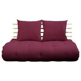 Schlafsofa KARUP DESIGN "Shinsano" Sofas Gr. B: 140cm, Gestell natur, bunt (bordeauxrot)