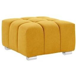 Hocker exxpo - SOFA FASHION "Elias" Gr. B/H/T: 71cm x 42cm x 71cm, Webvelours, Hocker, gelb (mustard) Polsterhocker Hocker