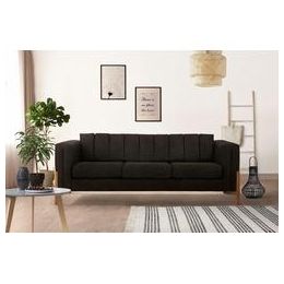 3-Sitzer Home Affaire "Haki" Sofas Gr. B/H/T: 220cm x 74cm x 88cm, Luxus-Microfaser Vintageoptik, grau (anthrazit)