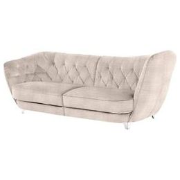 Big-Sofa LEONIQUE "Retro" Sofas Gr. B/H/T: 256cm x 85cm x 115cm, Chenille, Hohe Armlehne rechts, beige (sabbia)