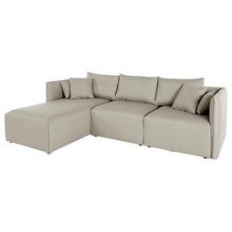 Ecksofa Andas "Nöre L-Form" Sofas Gr. B/H/T: 262cm x 74cm x 172cm, Webstoff, Inklusive 4 Zierkissen, Ottomane links, beige Sofas 3 Teile, in vielen Bezugsqualitäten und Farben. S. auch "Nöre"