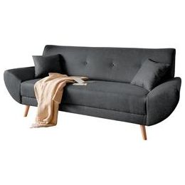 3-Sitzer Home Affaire "Basta" Sofas Gr. B/H/T: 205cm x 80cm x 82cm, Luxus-Microfaser Lederoptik, schwarz