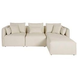 Ecksofa Andas "Nöre L-Form" Sofas Gr. B/H/T: 262cm x 74cm x 172cm, Baumwollmix, Inklusive 4 Zierkissen, Ottomane rechts, beige (natur) Sofas 3 Teile, in vielen Bezugsqualitäten und Farben. S. auch "Nöre"