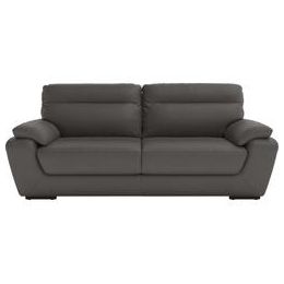 3-Sitzer Home Affaire "Brandy" Sofas Gr. B/H/T: 224 cm x 95 cm x 100 cm, Leder PAMPAS, grau (fango)