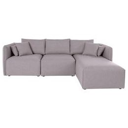 Ecksofa Andas "Nöre L-Form" Sofas Gr. B/H/T: 262cm x 74cm x 172cm, Struktur fein, Inklusive 4 Zierkissen, Ottomane rechts, grau (mittelgrau) Sofas 3 Teile, in vielen Bezugsqualitäten und Farben. S. auch "Nöre"