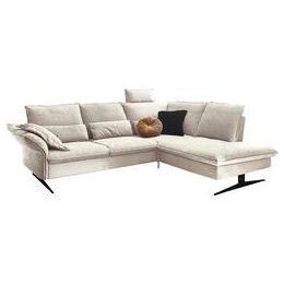 Candy Ecksofa 3C CARINA "Haya L-Form" Sofas Gr. B/H/T: 273cm x 94cm x 210cm, Struktur weich, Recamiere rechts, mit manueller Rückentiefenverstellung, beige (natur) incl. 2 Kopfstützen, mit klappbarer Armlehne, weiches Sitzgefühl