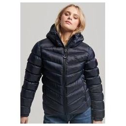 Steppjacke SUPERDRY "HOODED FUJI PADDED JACKET" Gr. XL, blau (eclipse navy) Damen Jacken Steppjacken