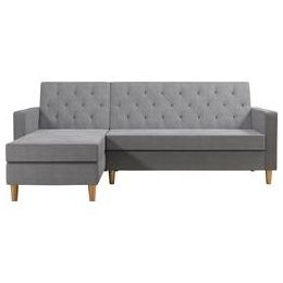 Ecksofa COSMOLIVING BY COSMOPOLITAN "Liberty, L-Form" Sofas Gr. B/H/T: 213cm x 82cm x 154cm, Webstoff, Recamiere beidseitig montierbar, grau mit Schlafffunktion, Recamiere beidseitig montierbar, Sitzhöhe 43 cm