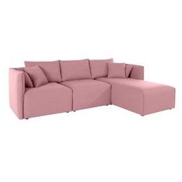 Ecksofa Andas "Nöre L-Form" Sofas Gr. B/H/T: 262cm x 74cm x 172cm, Struktur fein, Inklusive 4 Zierkissen, Ottomane rechts, rosa (rosé) Sofas 3 Teile, in vielen Bezugsqualitäten und Farben. S. auch "Nöre"