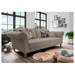 Big-Sofa Home Affaire "Tassilo" Sofas Gr. B/H/T: 266cm x 95cm x 110cm, Chenille-Struktur, Big-Sofa gerade, braun (hellbraun)