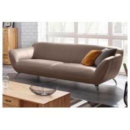 3-Sitzer GUTMANN FACTORY "Venezuela" Sofas Gr. B/H/T: 245cm x 83cm x 115cm, Semi-Anilin-Leder, grau (taupe)