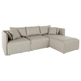 Ecksofa Andas "Nöre L-Form" Sofas Gr. B/H/T: 262cm x 74cm x 172cm, Webstoff, Inklusive 4 Zierkissen, Ottomane rechts, beige Sofas 3 Teile, in vielen Bezugsqualitäten und Farben. S. auch "Nöre"