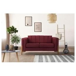 2-Sitzer Home Affaire "Haki" Sofas Gr. B/H/T: 160 cm x 74 cm x 88 cm, Struktur fein, rot (dunkelrot)