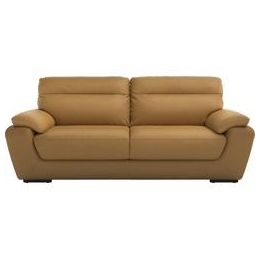 3-Sitzer Home Affaire "Brandy" Sofas Gr. B/H/T: 224cm x 95cm x 100cm, Leder EVITA, gelb (dijon)