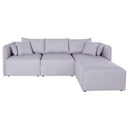 Ecksofa Andas "Nöre L-Form" Sofas Gr. B/H/T: 262cm x 74cm x 172cm, Webstoff, Inklusive 4 Zierkissen, Ottomane rechts, grau (hellgrau) Sofas 3 Teile, in vielen Bezugsqualitäten und Farben. S. auch "Nöre"