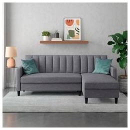 Ecksofa DOREL HOME "Celine, L-Form" Sofas Gr. B/H/T: 213cm x 83cm x 154cm, Webstoff, Recamiere beidseitig montierbar, grau mit Bett-Funktion und Stauraum. Recamiere beidseitig montierbar