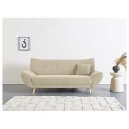 3-Sitzer Home Affaire "Basta" Sofas Gr. B/H/T: 205cm x 80cm x 82cm, Luxus-Microfaser weich, beige (creme)