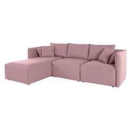 Ecksofa Andas "Nöre L-Form" Sofas Gr. B/H/T: 262cm x 74cm x 172cm, Struktur fein, Inklusive 4 Zierkissen, Ottomane links, rosa (rosé) Sofas 3 Teile, in vielen Bezugsqualitäten und Farben. S. auch "Nöre"