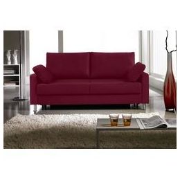 Schlafsofa Bali "Halifax" Sofas Gr. B/H/T: 166cm x 90cm x 95cm, Struktur fein, Bultex Komfortpolsterung im Sitzteil, rot (dunkelrot)