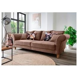 Big-Sofa Home Affaire "Tassilo" Sofas Gr. B/H/T: 266cm x 95cm x 110cm, Velours, Big-Sofa gerade, braun (hellbraun)