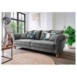 Big-Sofa Home Affaire "Tassilo" Sofas Gr. B/H/T: 266cm x 95cm x 110cm, Velours, Big-Sofa gerade, schwarz (asche)