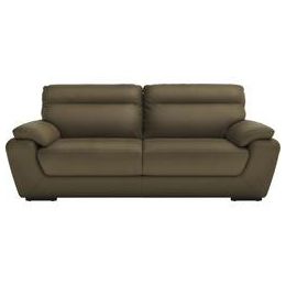 3-Sitzer Home Affaire "Brandy" Sofas Gr. B/H/T: 224cm x 95cm x 100cm, Leder EVITA, grün (olive)