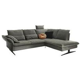 Candy Ecksofa 3C CARINA "Haya L-Form" Sofas Gr. B/H/T: 273cm x 94cm x 210cm, Struktur, Recamiere rechts, mit manueller Rückentiefenverstellung, grau (anthrazit) incl. 2 Kopfstützen, mit klappbarer Armlehne, weiches Sitzgefühl