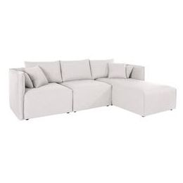 Ecksofa Andas "Nöre L-Form" Sofas Gr. B/H/T: 262cm x 74cm x 172cm, Material, Inklusive 4 Zierkissen, Ottomane rechts, beige (creme) Sofas 3 Teile, in vielen Bezugsqualitäten und Farben. S. auch "Nöre"