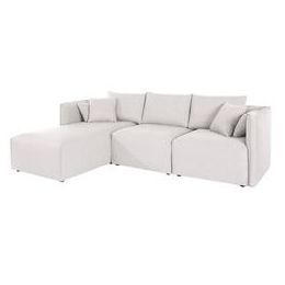 Ecksofa Andas "Nöre L-Form" Sofas Gr. B/H/T: 262cm x 74cm x 172cm, Material, Inklusive 4 Zierkissen, Ottomane links, beige (creme) Sofas 3 Teile, in vielen Bezugsqualitäten und Farben. S. auch "Nöre"