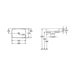 Villeroy & Boch Villeroy & Boch Aufsatzwaschbecken Artis 580x385mm Rechteck ohne Überlauf Weiß Alpin 41725801